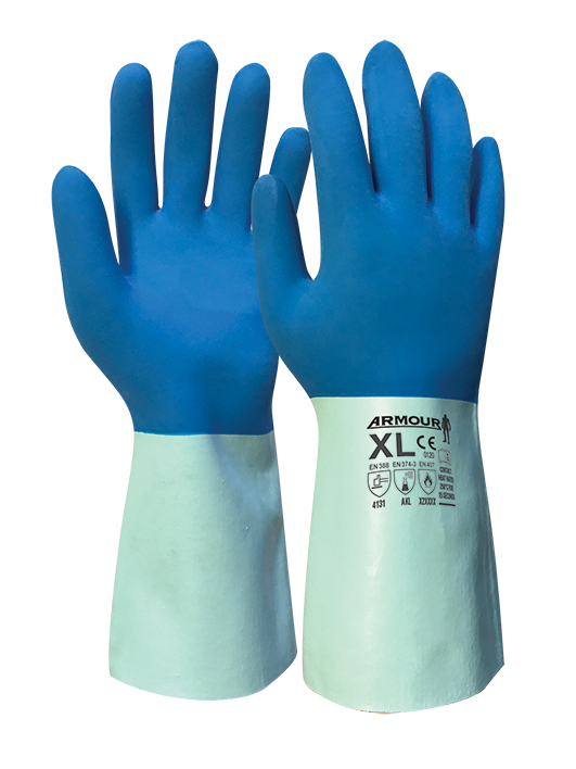 Armour Blue Latex Chemical Contact Heat Gauntlet - 30cm – Reinol NZ Ltd.